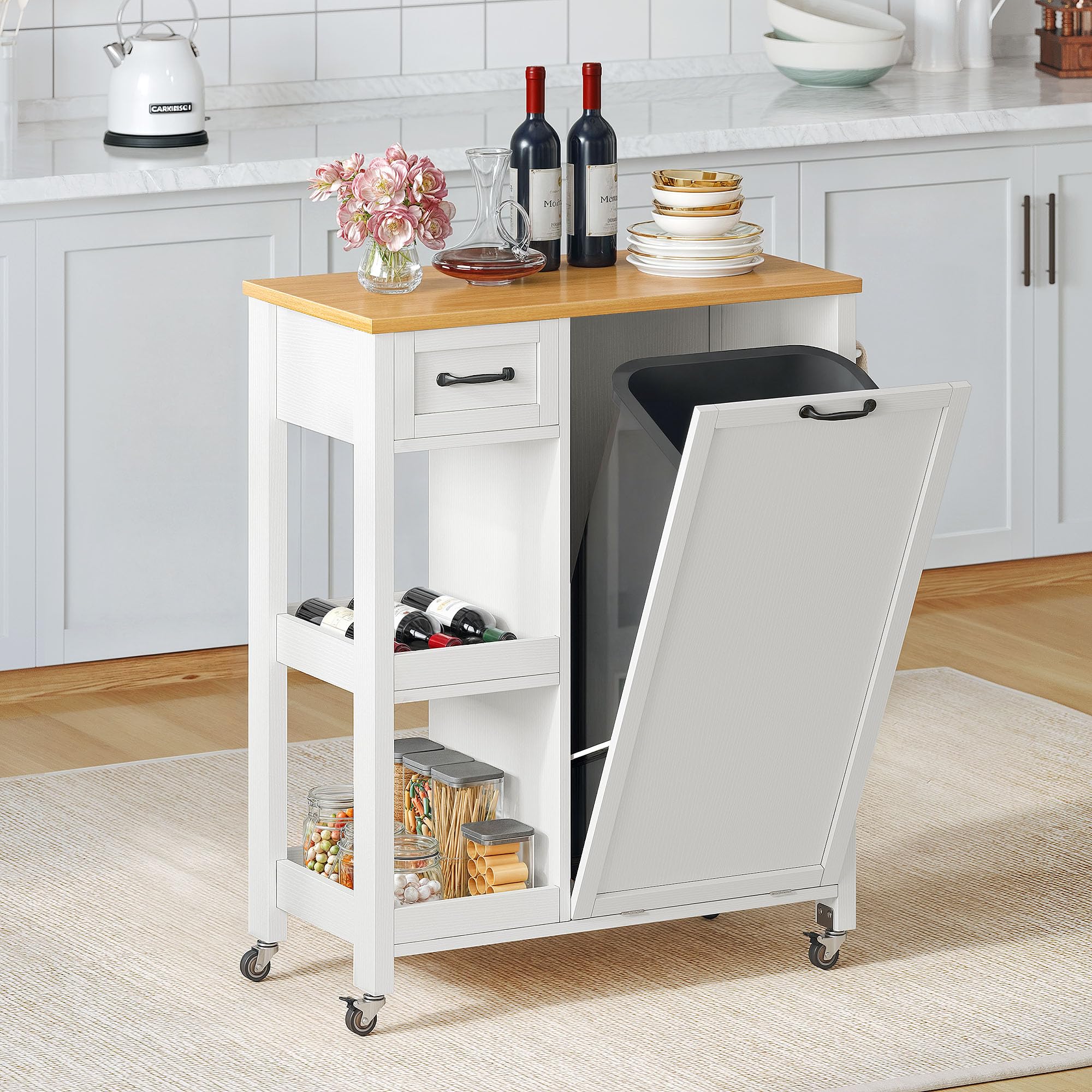 YITAHOME 50" Kitchen Island With Power Outlet & Drop Leaf, Rolling ...