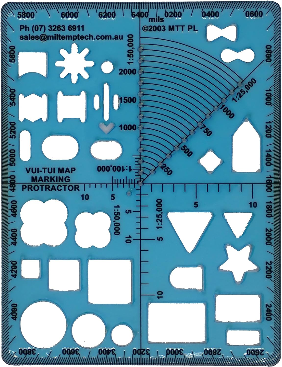 MTT PL Vui-Tui map protractor for marking military maps, angle ...