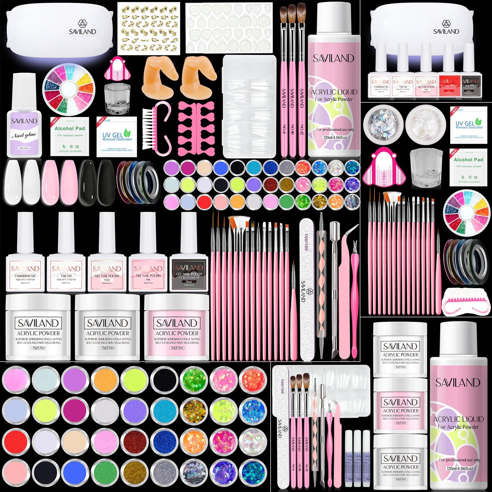 Amazon.com: Saviland Acrylic Nails Kit - Clear White Pink Acrylic ...