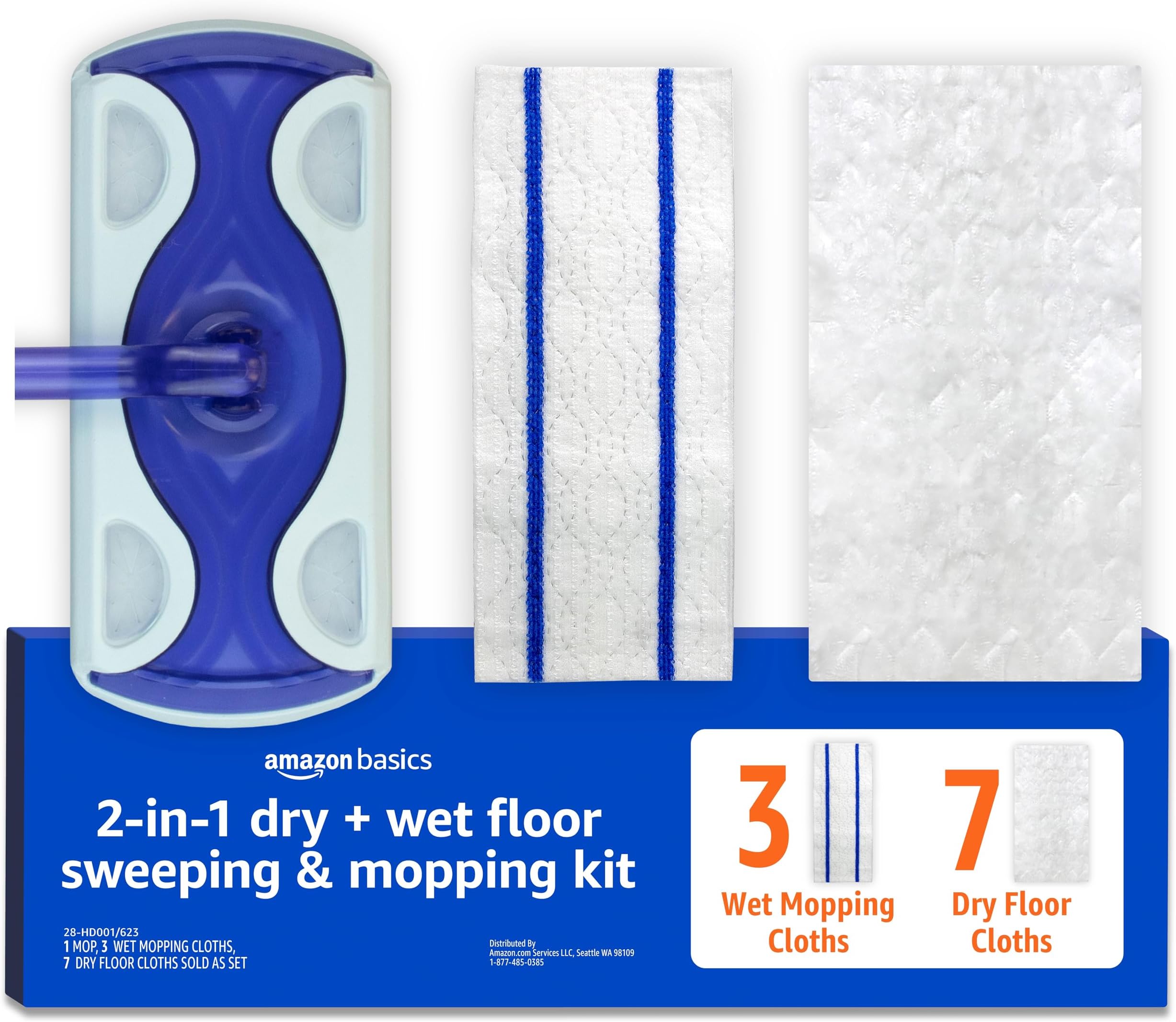 Amazon.com: Amazon Basics Wet & Dry Sweeper Kit (1 Sweeper Handle, 7 ...