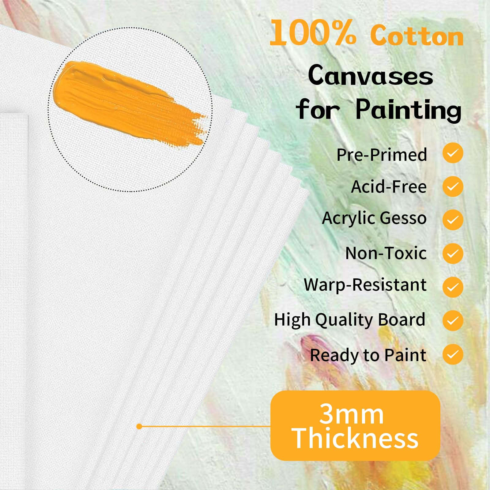 Snapklik.com : Canvas Boards For Painting 8 Pack, 5x7 Inch Art Painting Supplies, 100% Cotton ...
