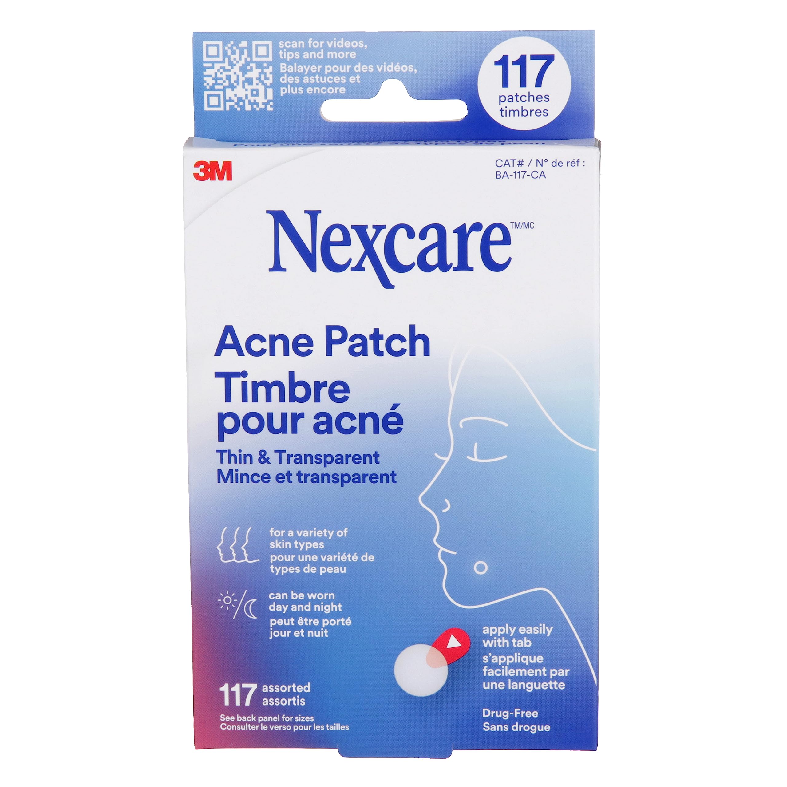 Nexcare Thin and Transparent Acne Patch, 117 count, Acne Spot Remover ...