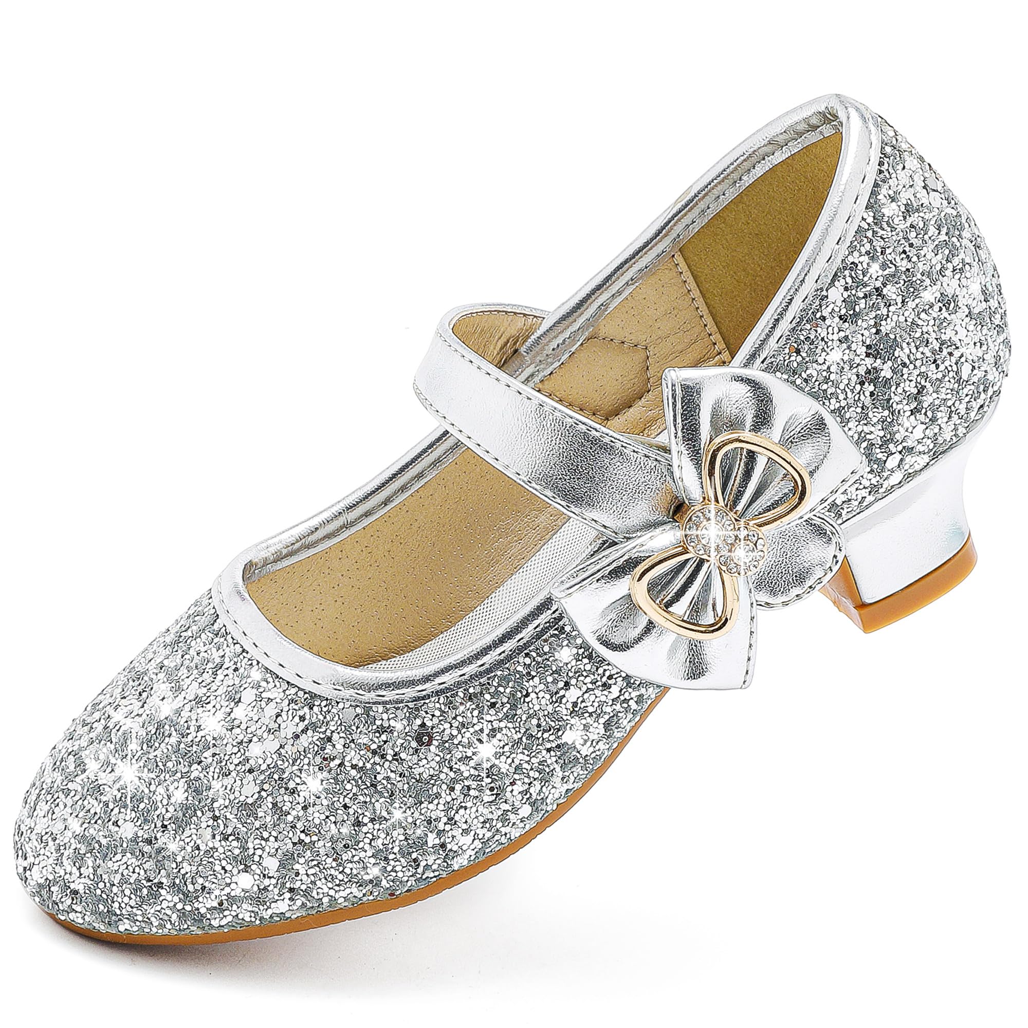 Snapklik.com : Dufannie High Heels For Little Girls Silver Dress Shoes ...
