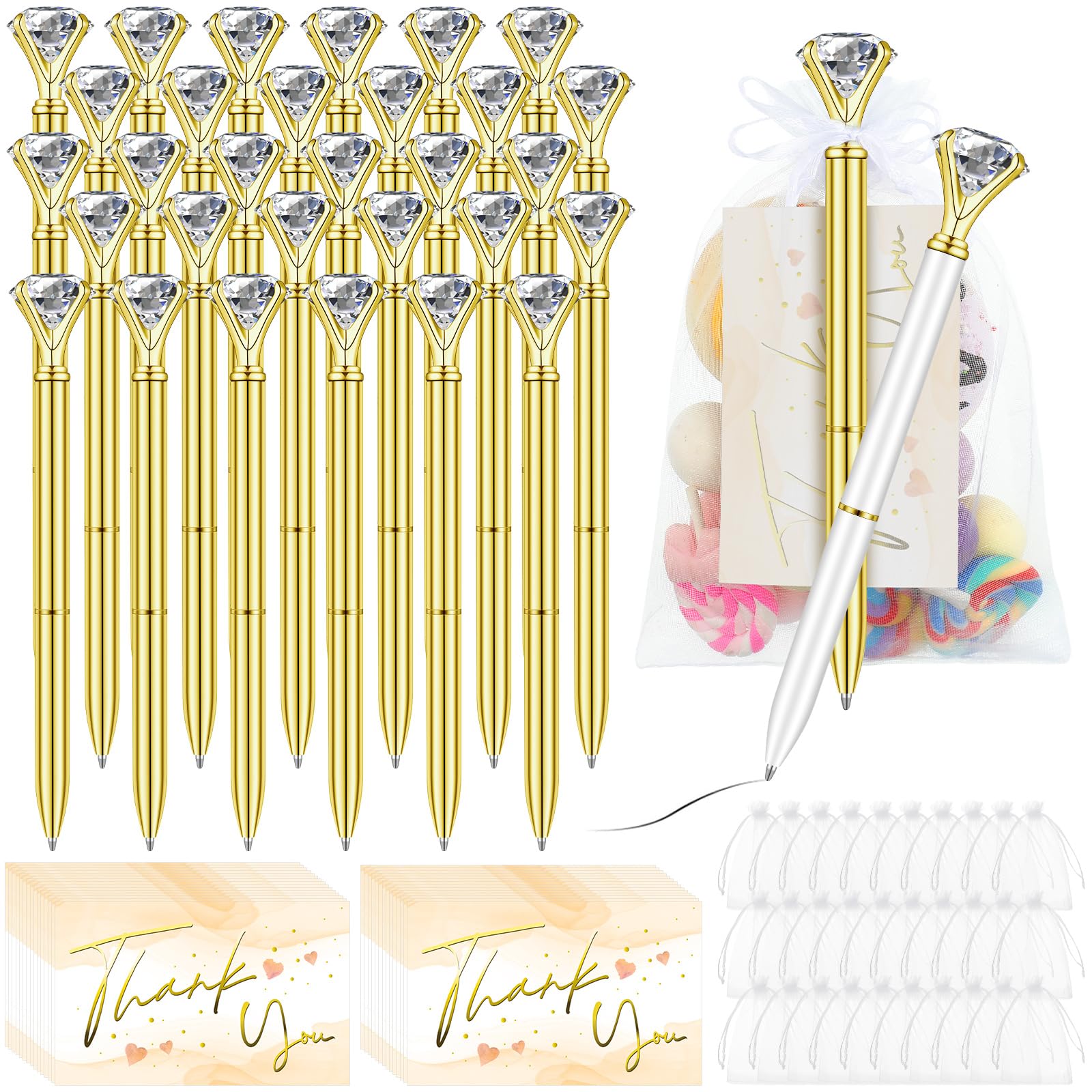 Amazon.com : Yeaqee 91 Pcs Bridal Shower Pens Diamond Pen Set 31 ...