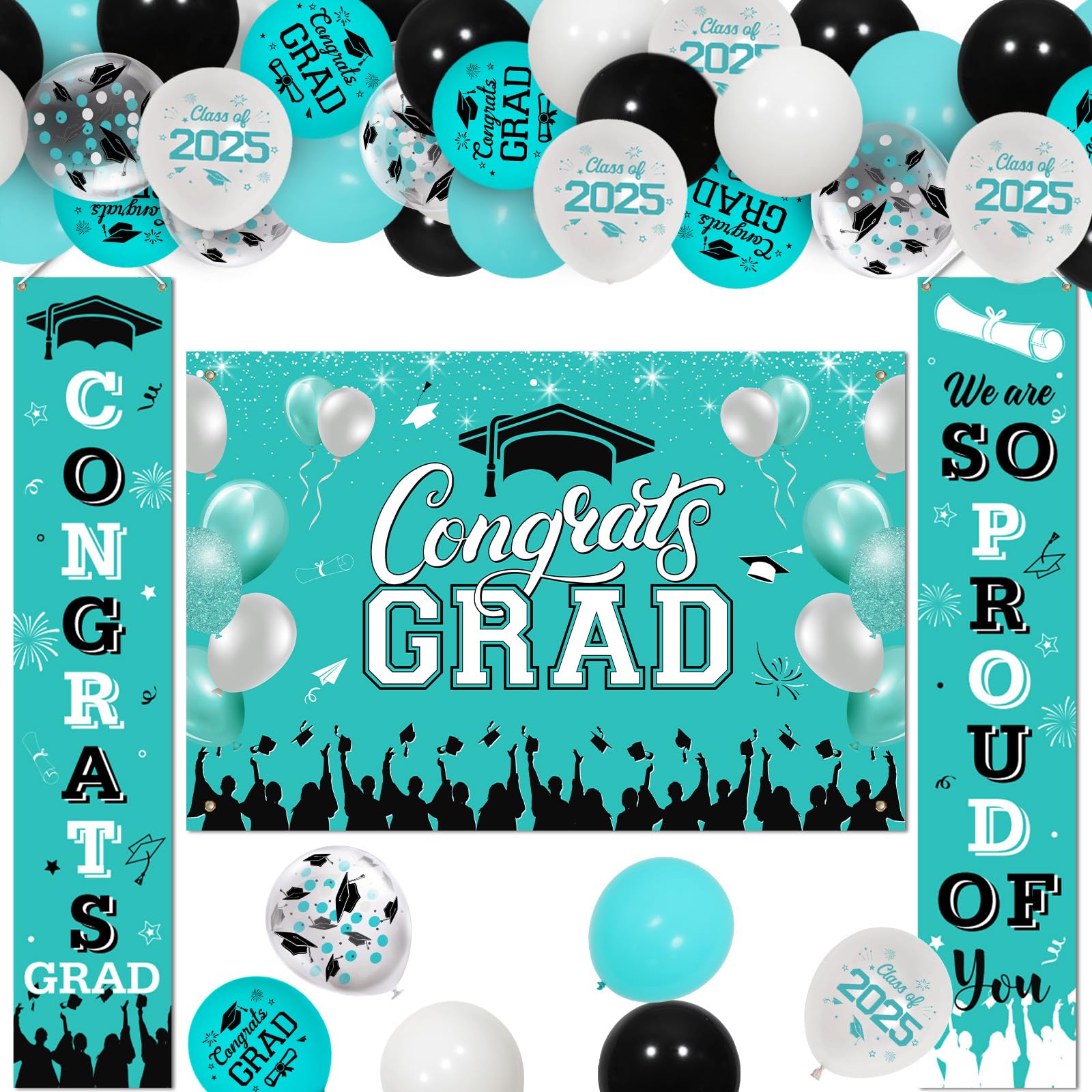 Amazon.com: Balterever Teal Graduation Party Decorations Set 2025 ...