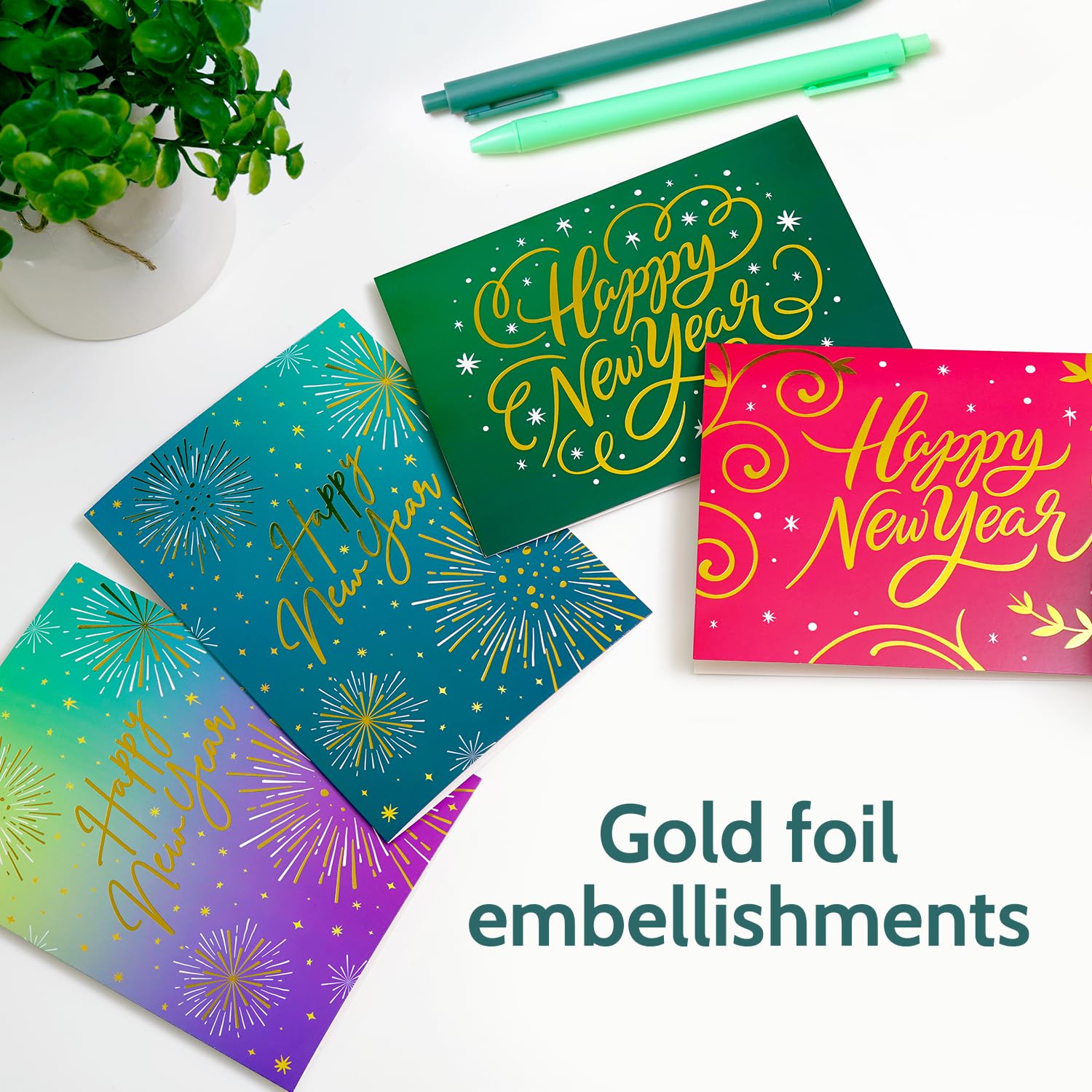 Snapklik.com : T MARIE 24 Gold Foil New Year Cards 2026 - Boxed Set