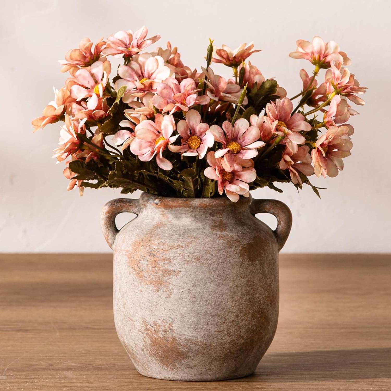 Amazon.com: Ceramic Flower Vase Home Decor - 6 Inch Farmhouse Rustic ...