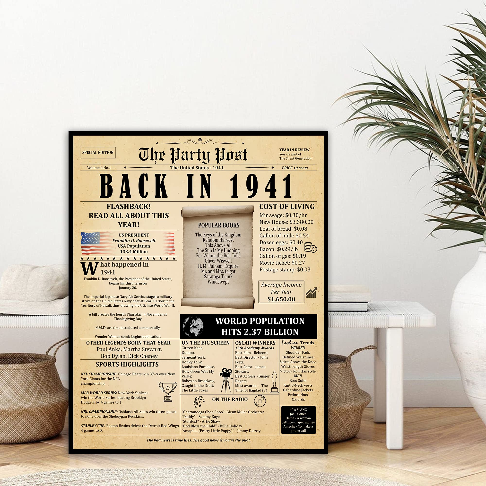 Snapklik.com : 85th Birthday Party Decorations Poster 85 Years Ago ...