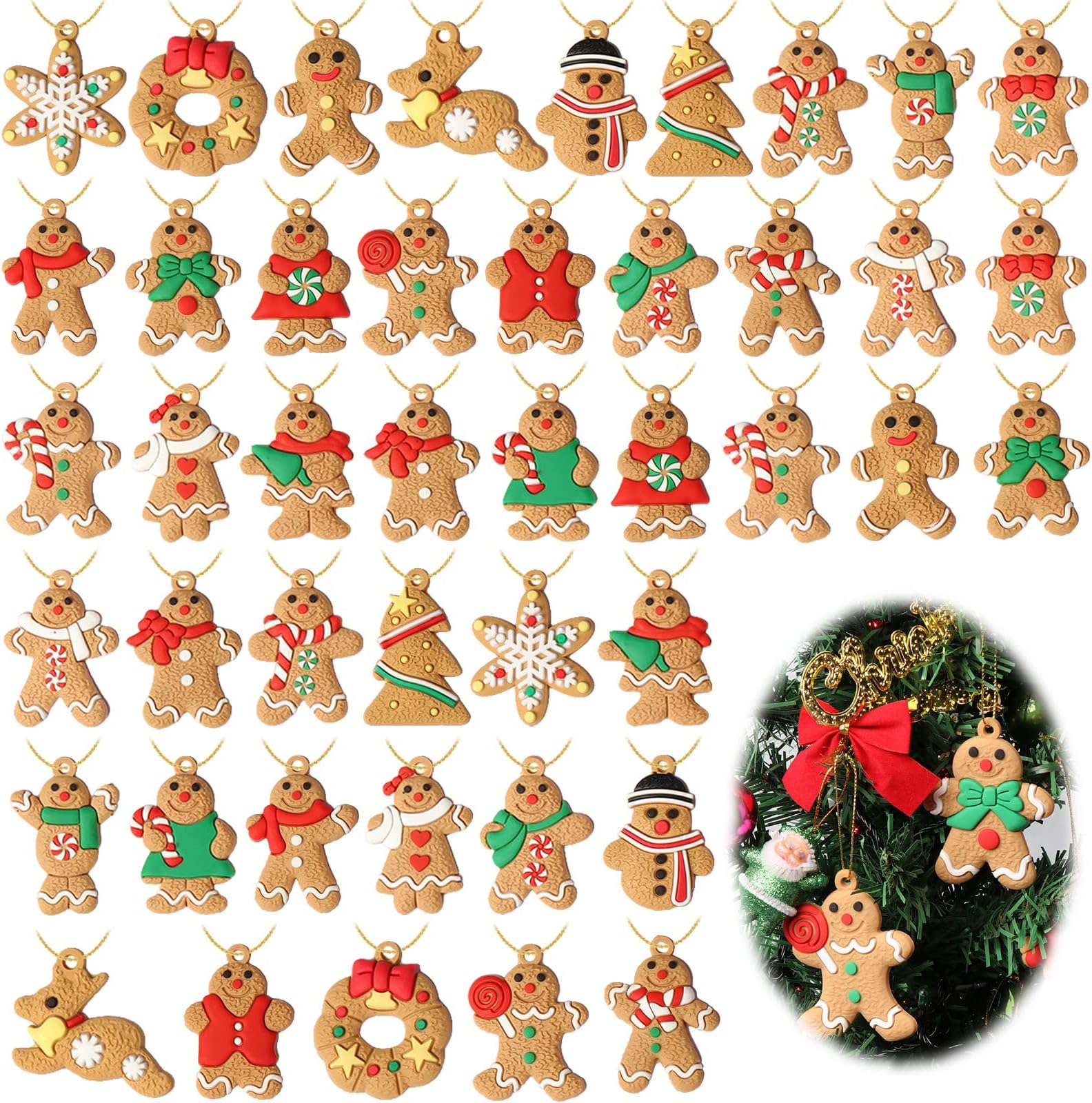Amazon.com: 34 Pack Large Christmas Gingerbread Ornaments Set ...