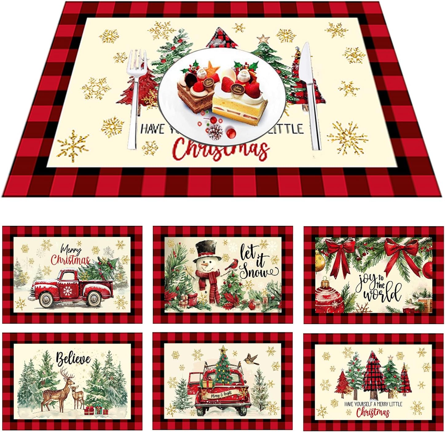 Amazon.com: CounterArt Vintage Christmas Tree, Reversible Easy Care ...