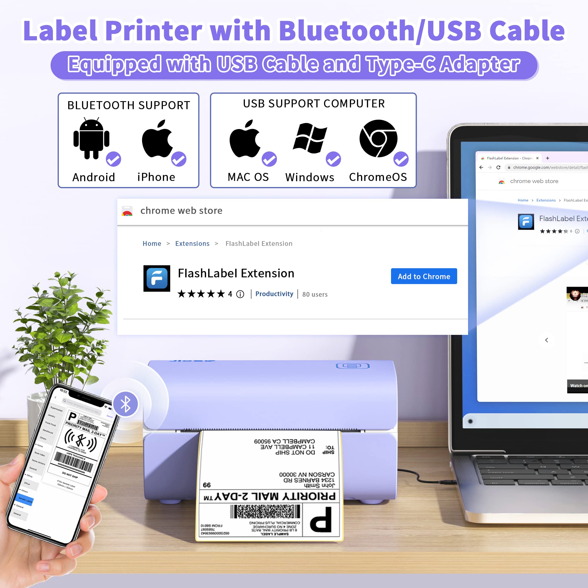Snapklik.com : Jiose Bluetooth Thermal Label Printer - 4x6 Shipping ...