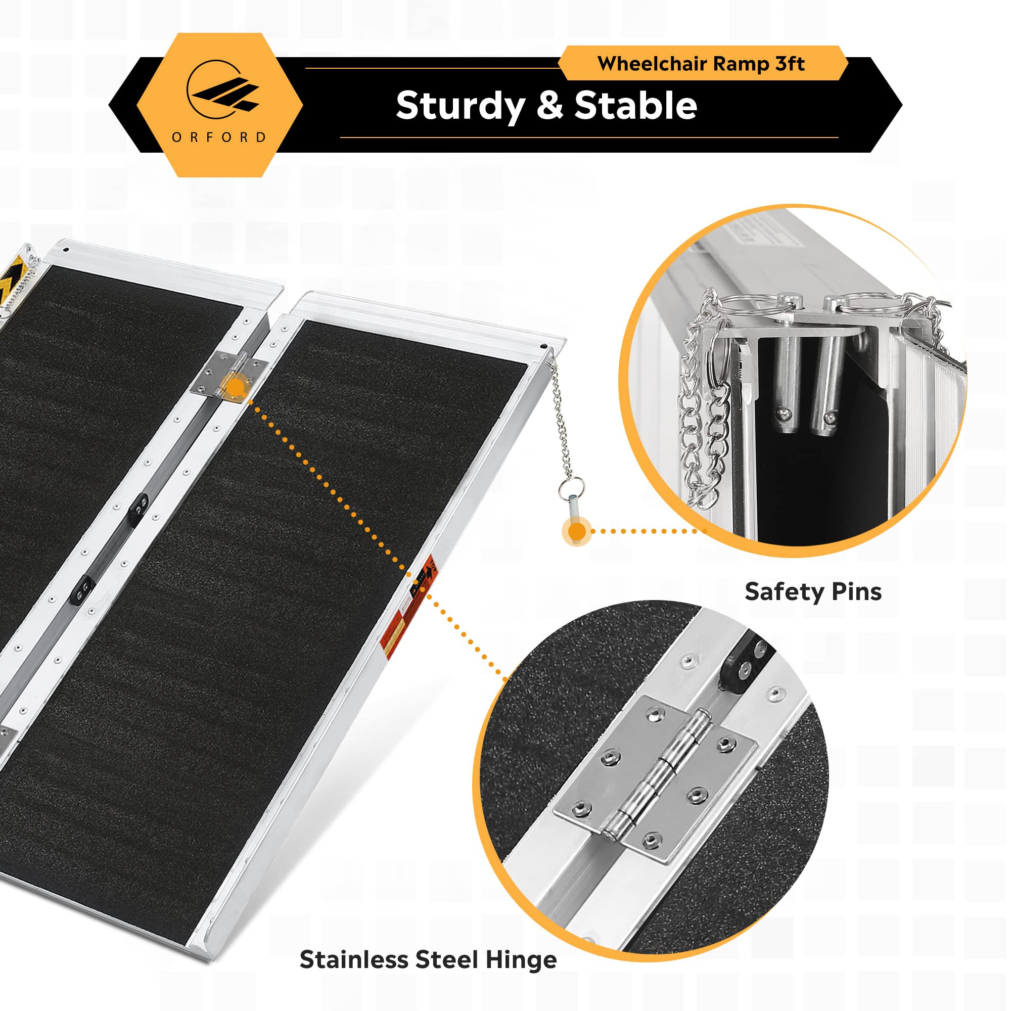ORFORD Non Skid Wheelchair Ramp 3FT, Suitcase Threshold Ramp with an ...