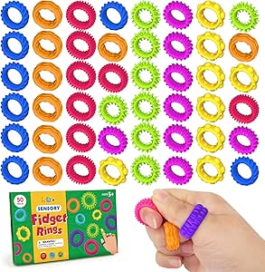 Amazon.com: Fidget Toys Sensory Rings for Kids: 50 Pack Textured Fidget Rings Bulk - Sensory ...