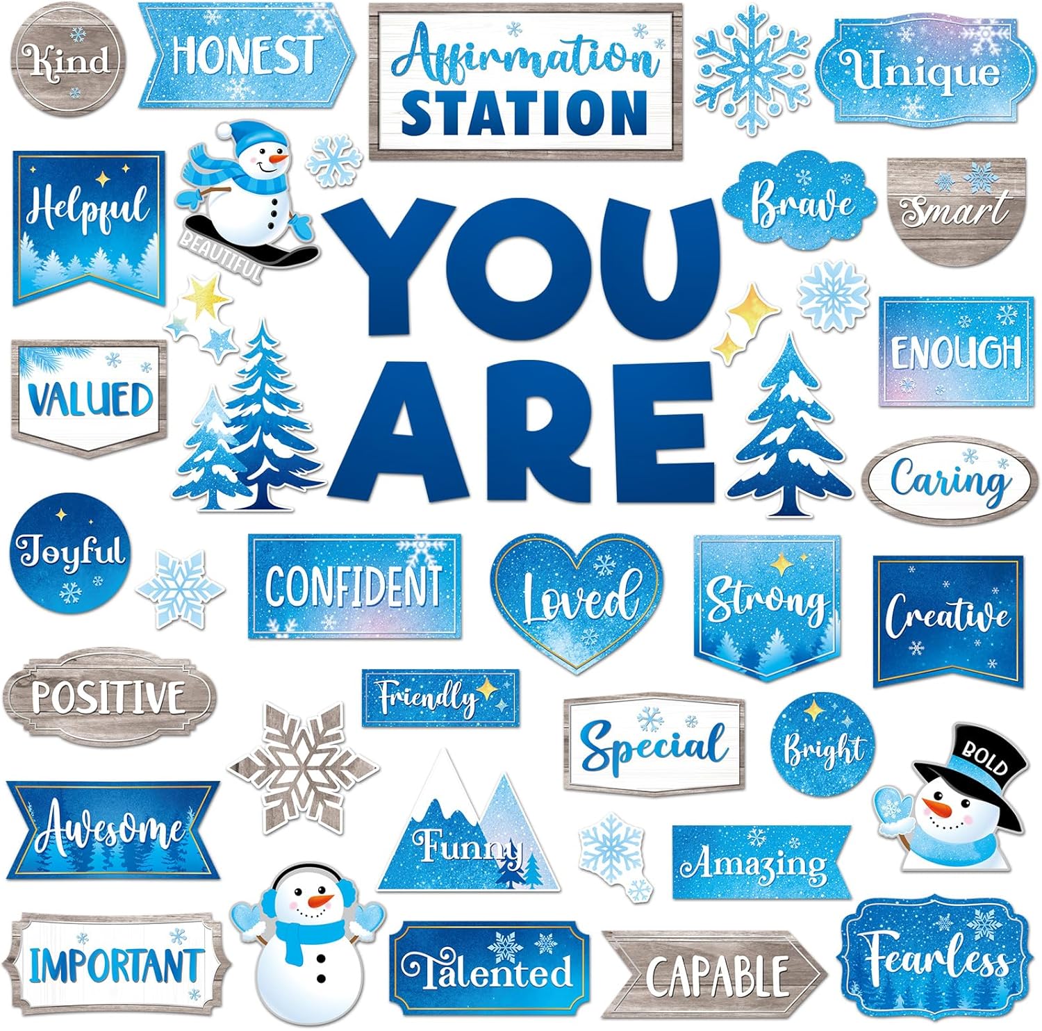 Amazon.com : Weekgrat 45pcs Winter Affirmation Station Bulletin Board ...