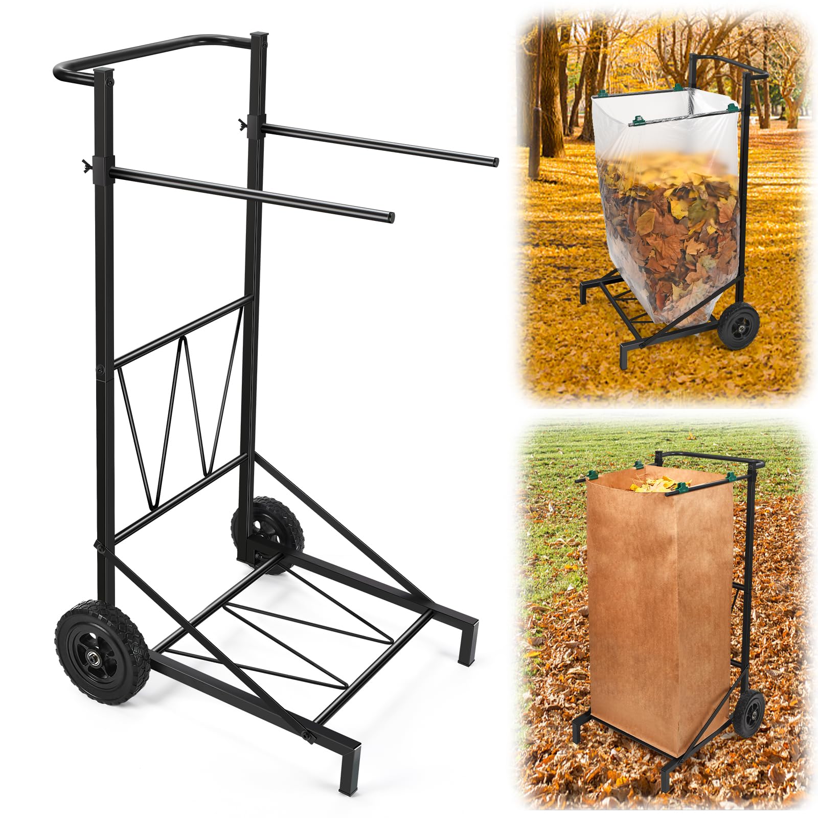 Amazon.com: CAROD Trash Bag Holder Cart, Adjustable Metal Leaf Bag ...