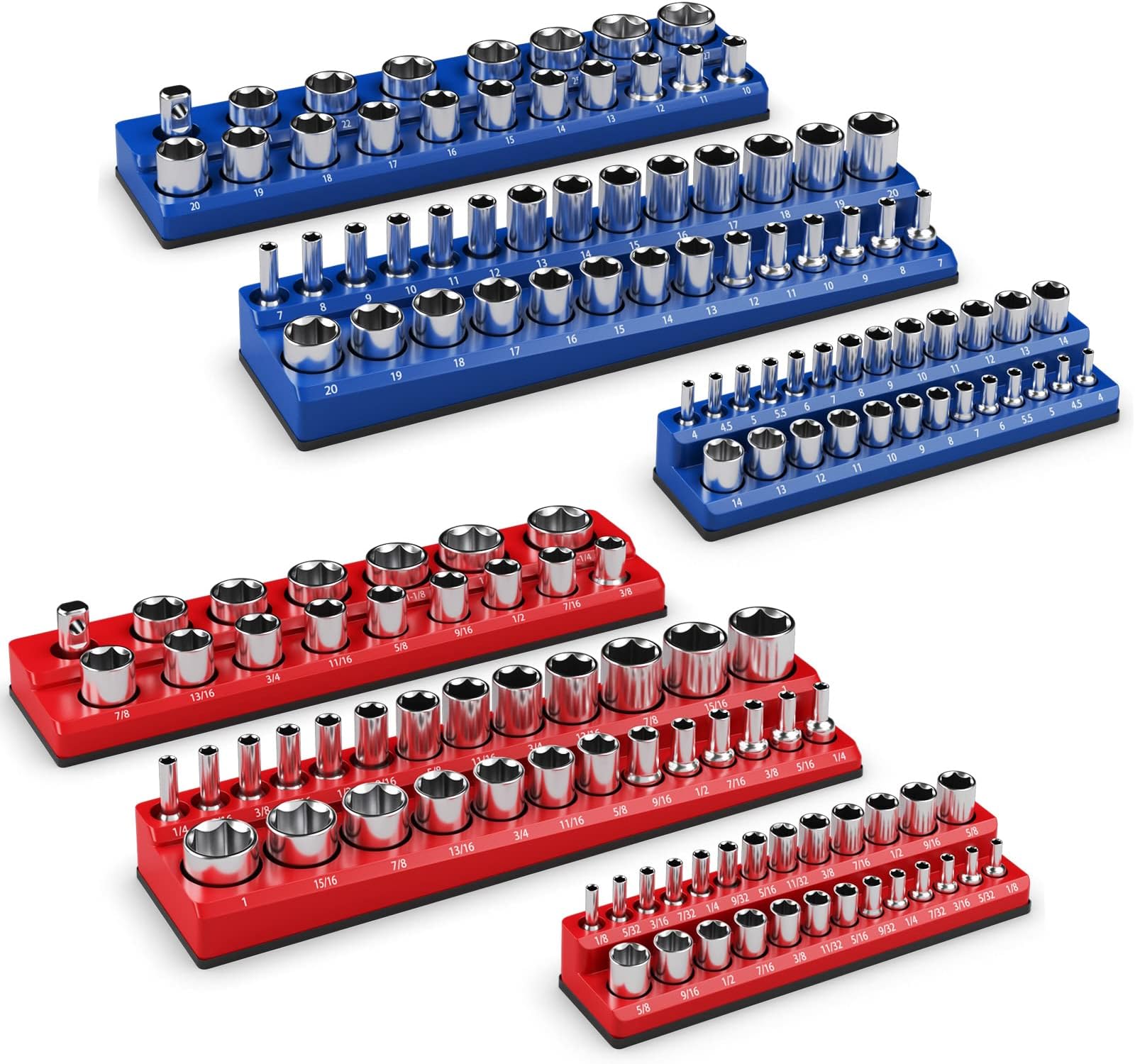 COSTWAY 6 Piece Magnetic Socket Organizer Set, Metric and SAE Socket ...