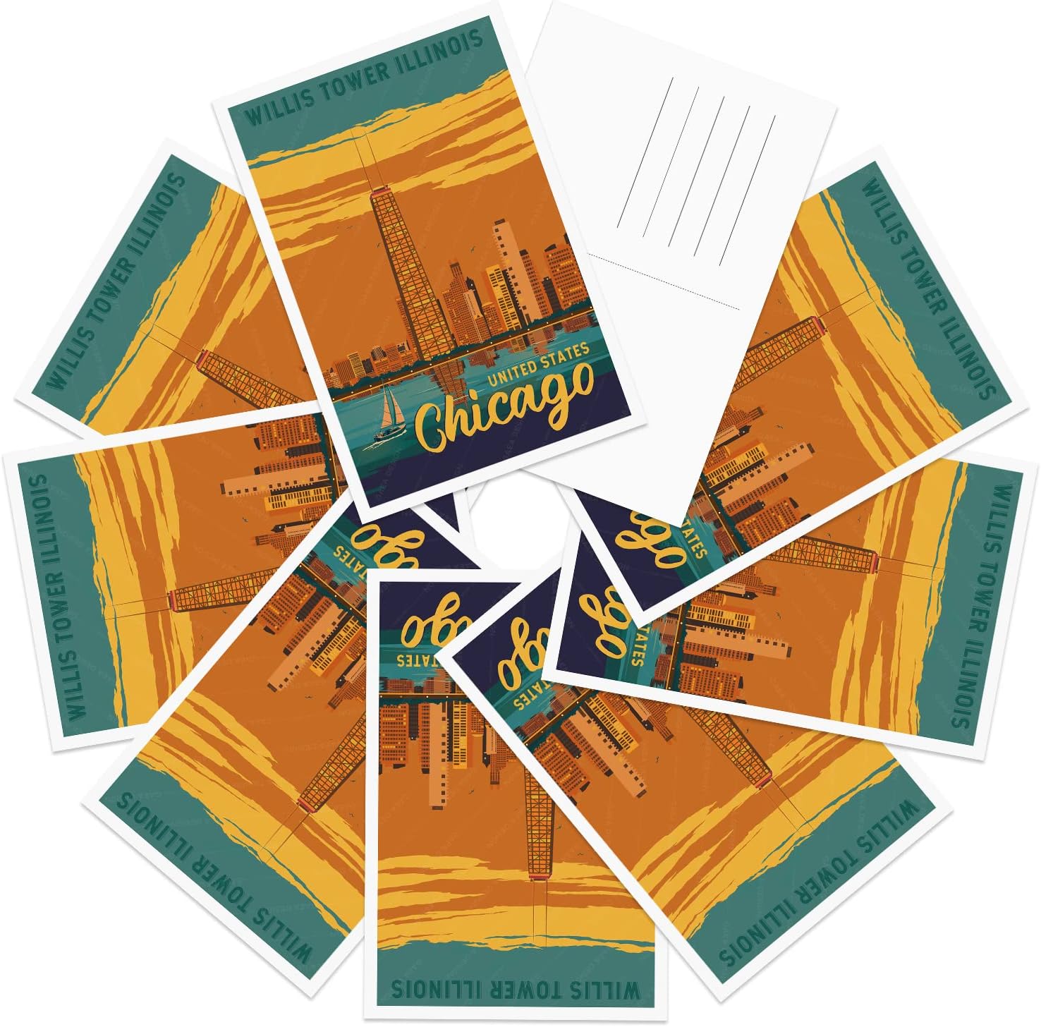 Amazon.com : gaeaverse Chicago American City Landscape Postcards ...