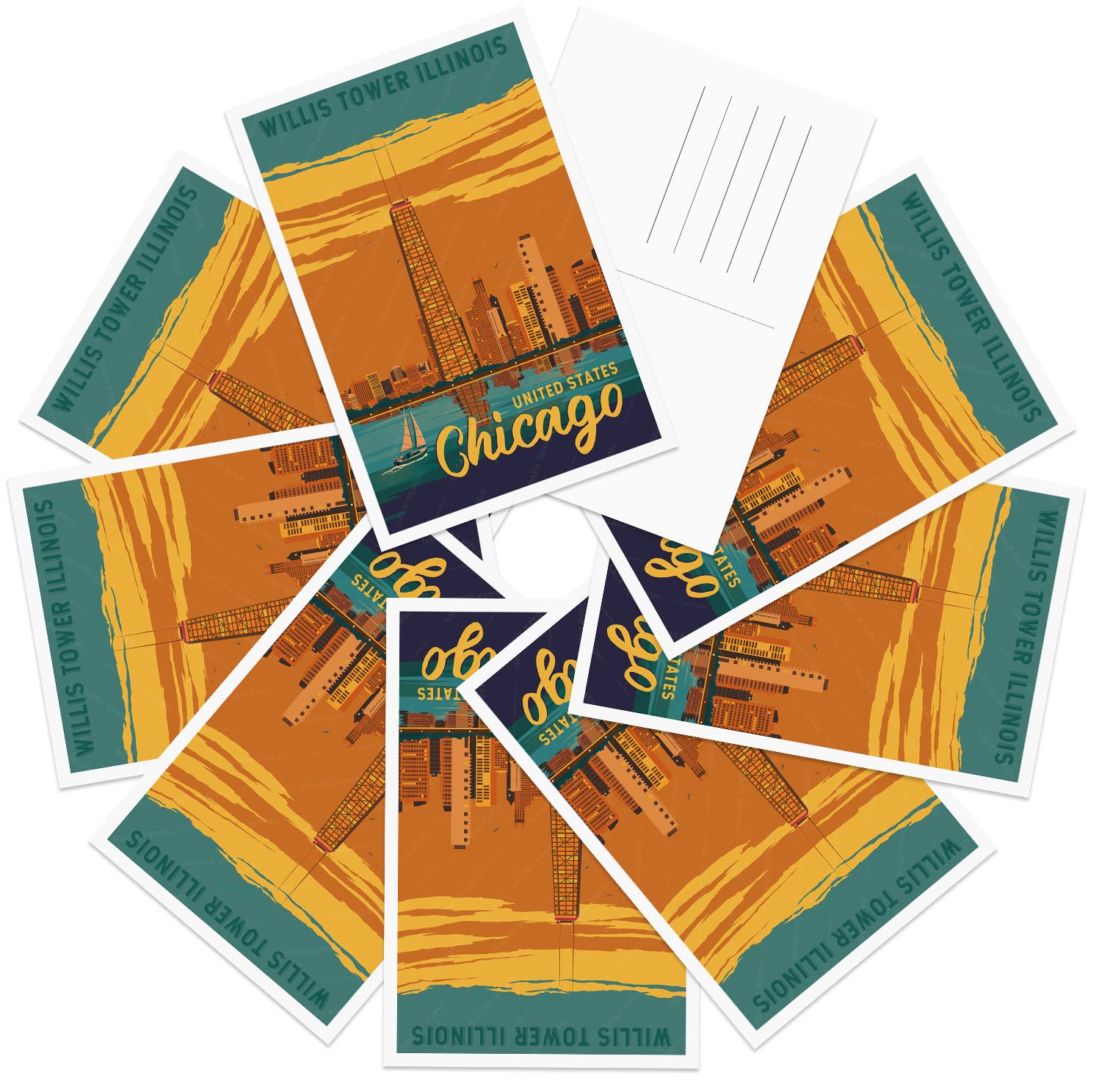 Amazon.com : gaeaverse Chicago American City Landscape Postcards ...