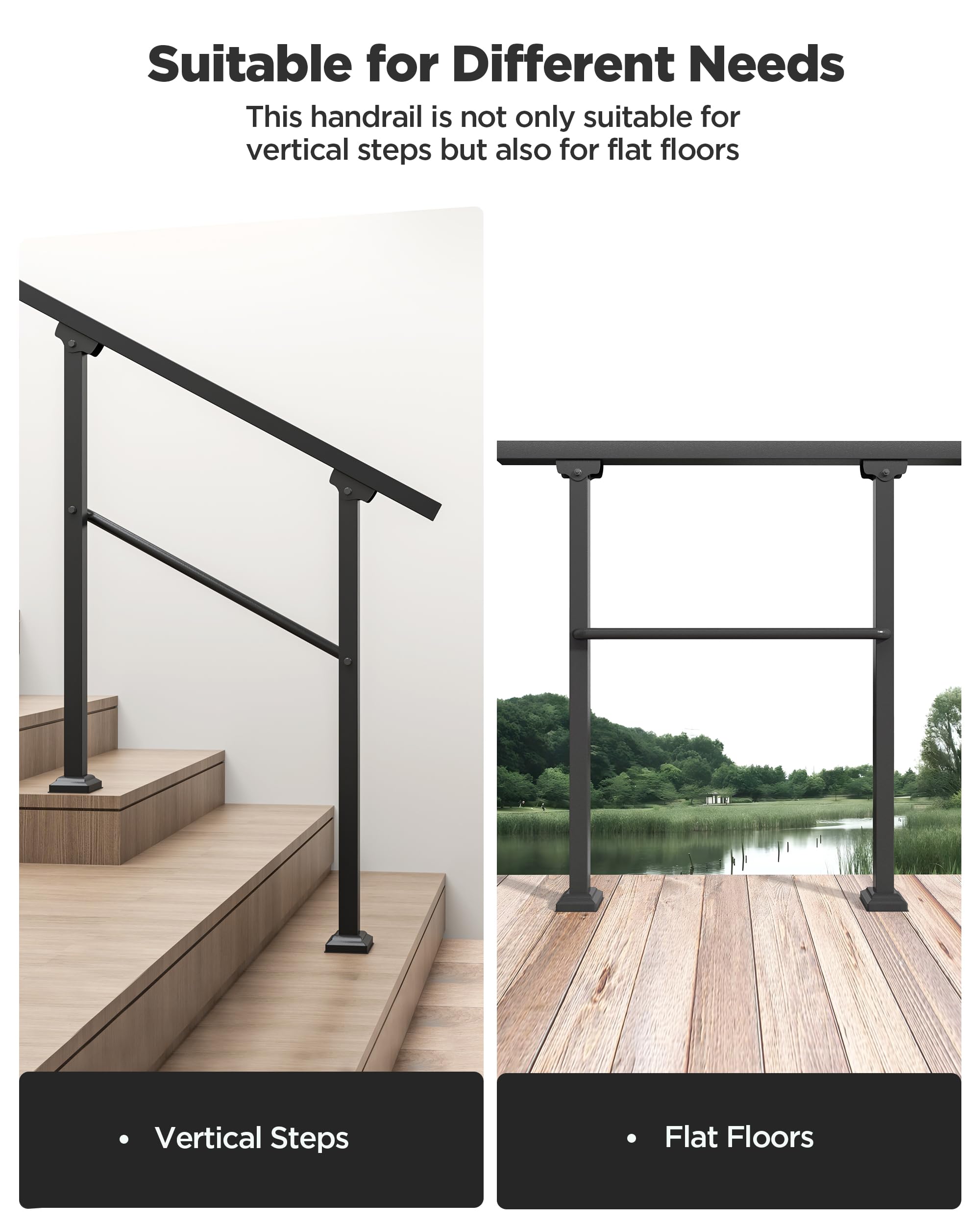 Snapklik.com : Titeck Hand Rails For Outdoor Steps - 3 Step Handrail ...