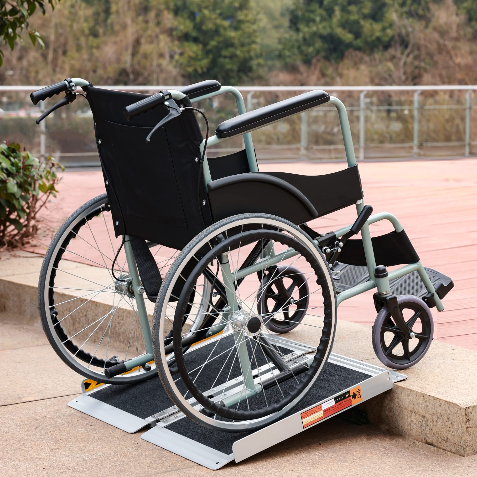ORFORD Non-Skid Foldable Wheelchair Ramp 2FT, Threshold Ramp with a Non ...