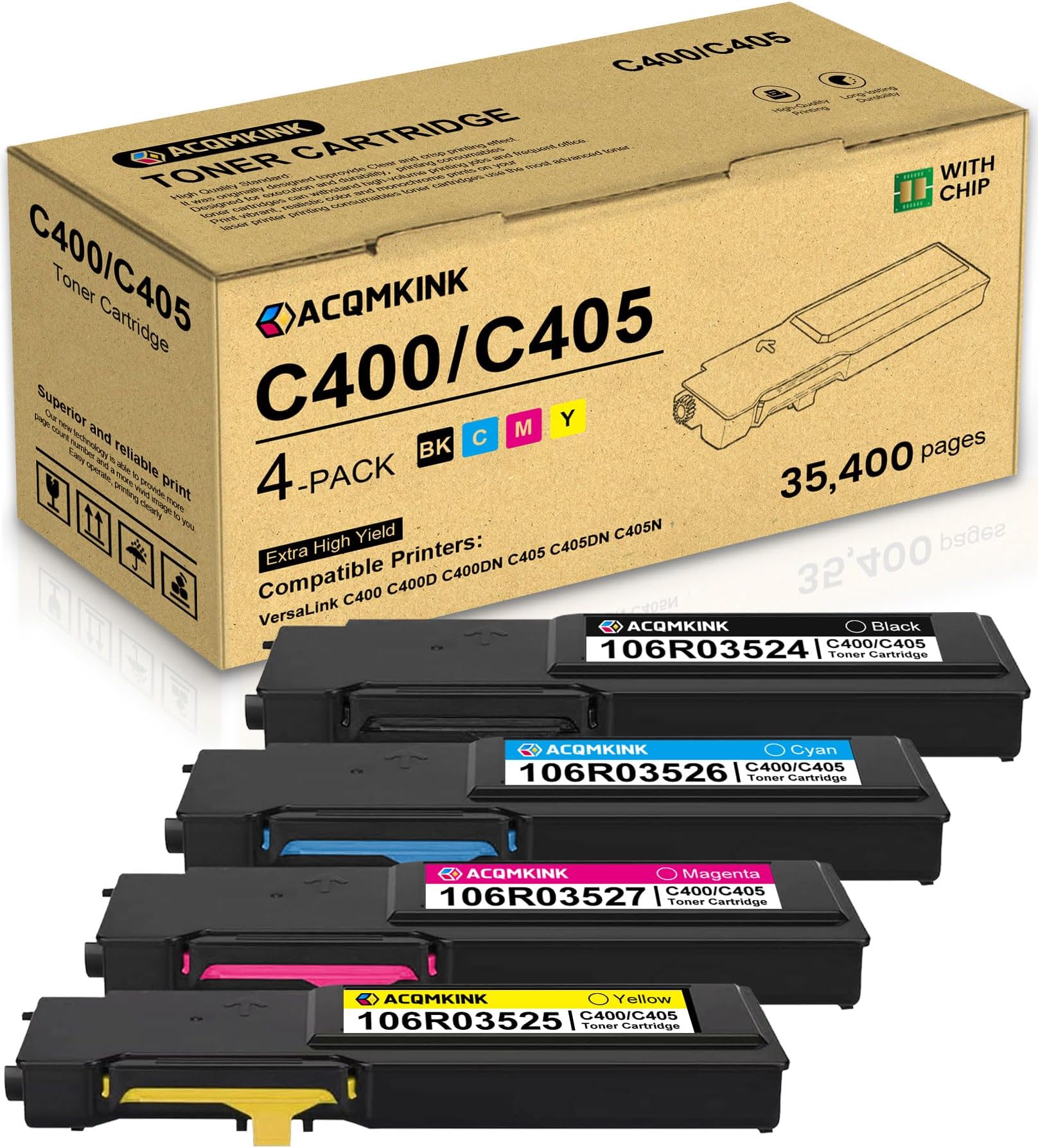 Amazon.com: VersaLink C400/C405 High Capacity Toner Cartridge (4 Pack, 1BK/1C/1M/1Y) - 106R03536 ...