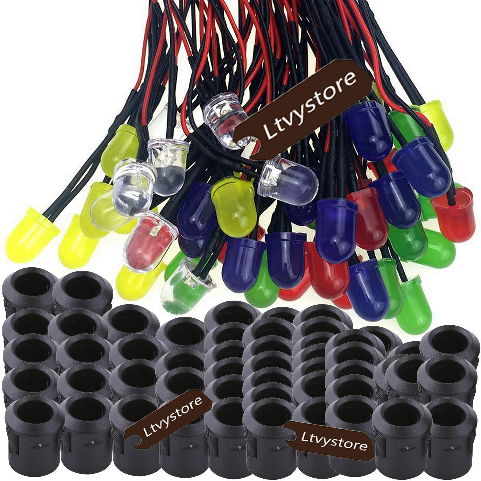 Amazon.com: Ltvystore 50Pcs 10MM 12V LED Pre Wired Prewired Lamp Light ...