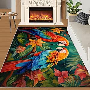 Amazon.com: HYGIUID 8x10 Macaw Area Rugs - Parrot Rugs for Living Room ...