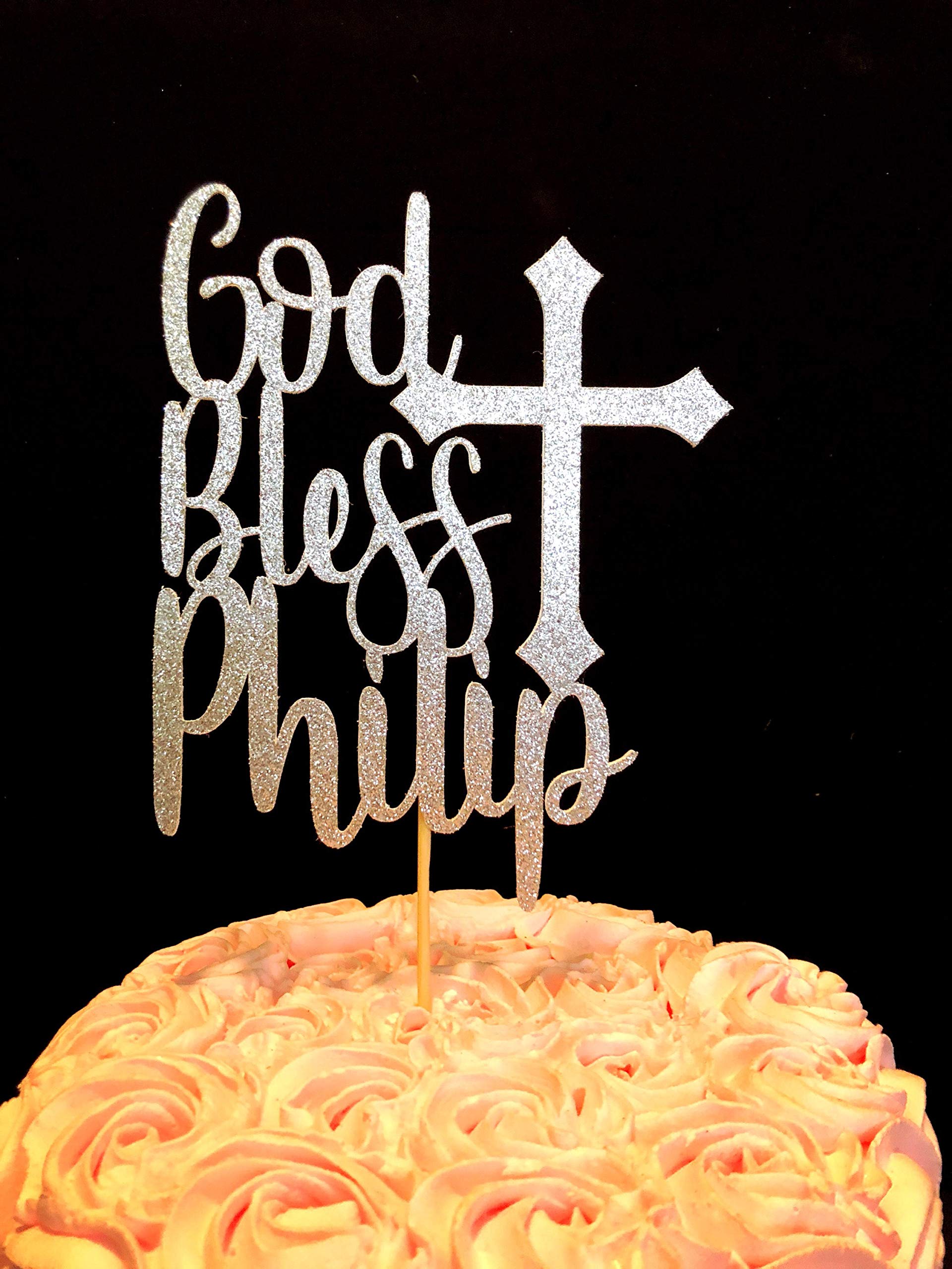 Buy God Bless Cake Topper, Baptism Cake Topper, Christening Cake Topper ...
