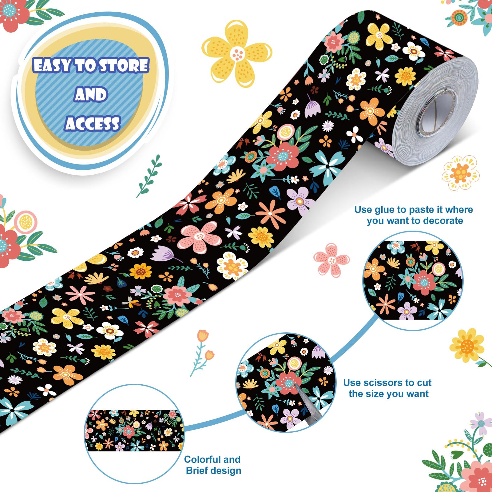 Snapklik.com : 65.6 Feet Wildflower Bulletin Board Borders, Classroom ...