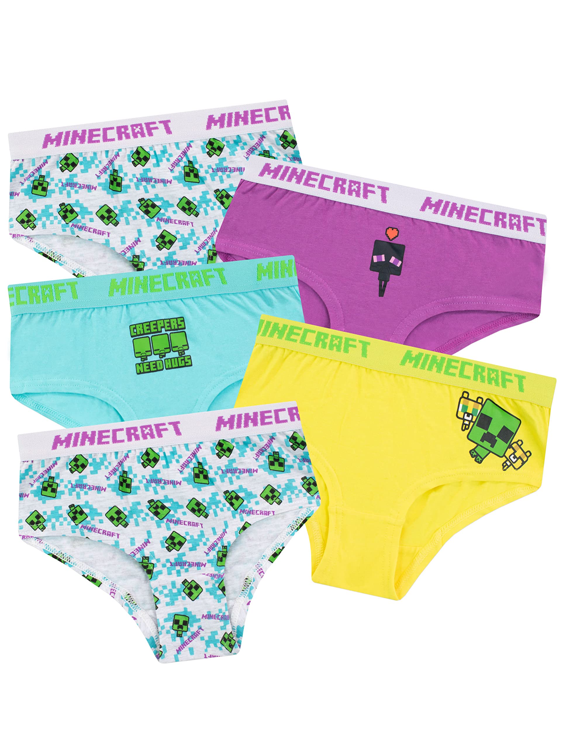 Minecraft Girls Knickers Pack of 5 Creeper : Amazon.co.uk: Fashion