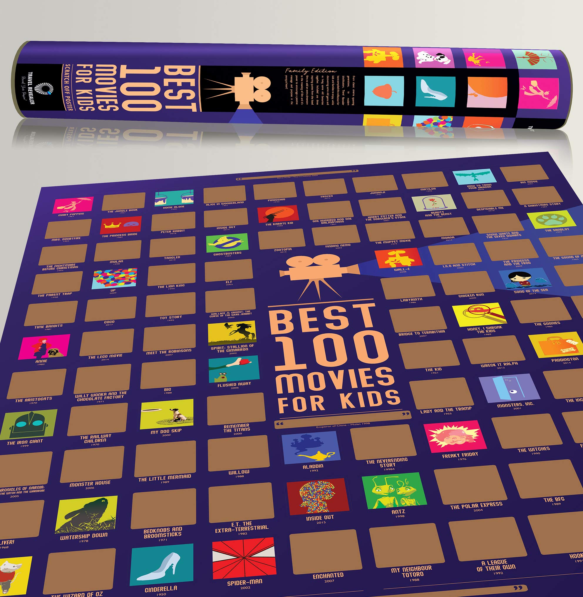 Buy 100 Kids Movies Scratch Off by Travel Revealer. Top Family Films of ...