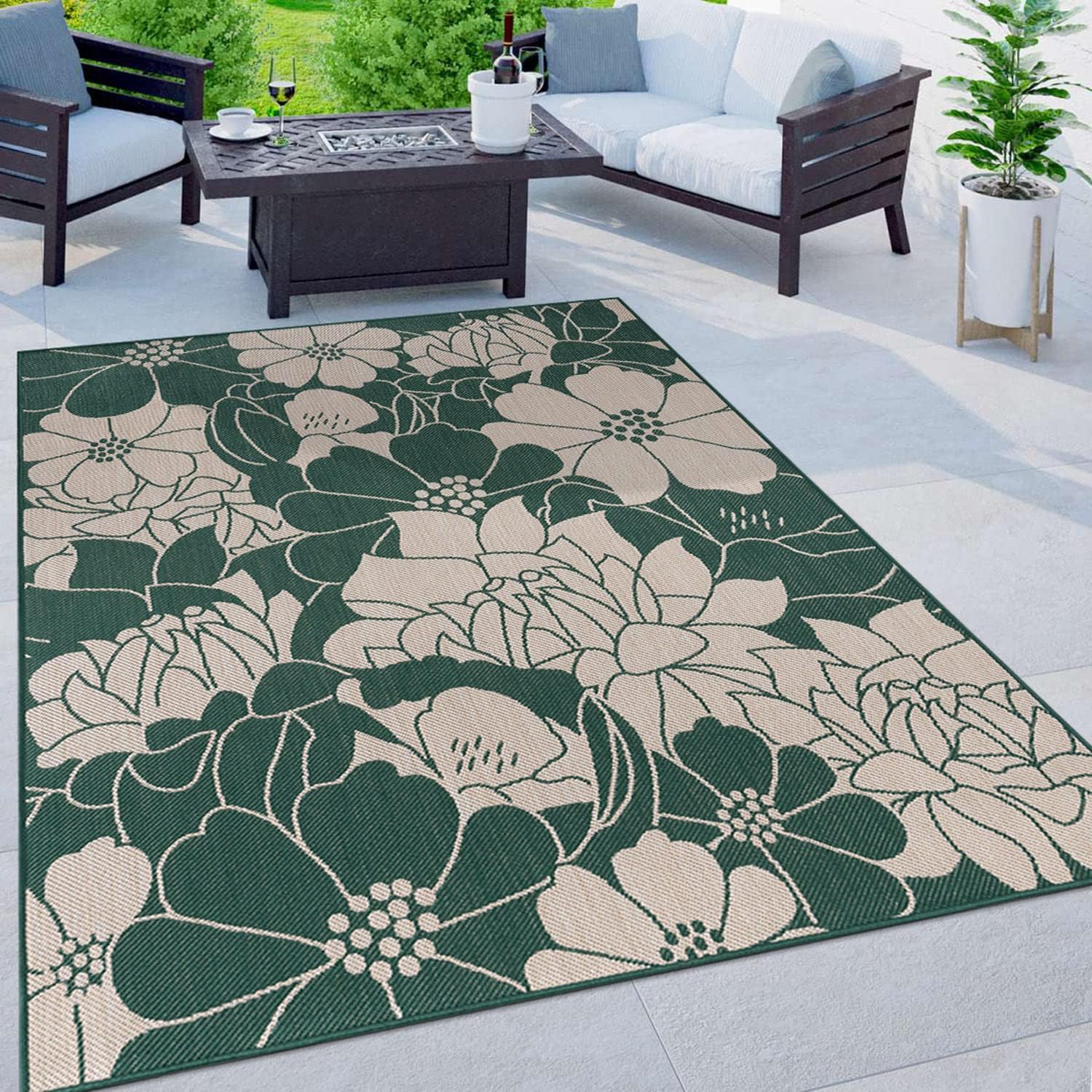 Amazon.com: Rugshop Modern Floral Flowers Textured Flat Weave Easy ...