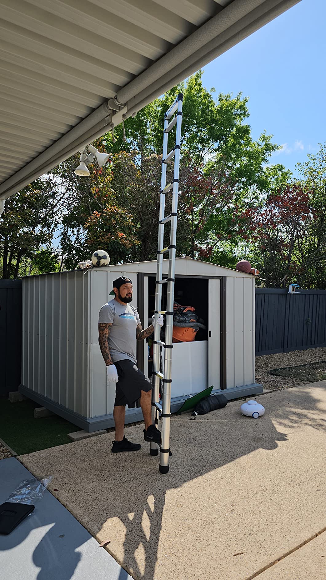 $28/mo - Finance FEETE 16.5FT A Frame Telescoping Ladder, Lightweight ...