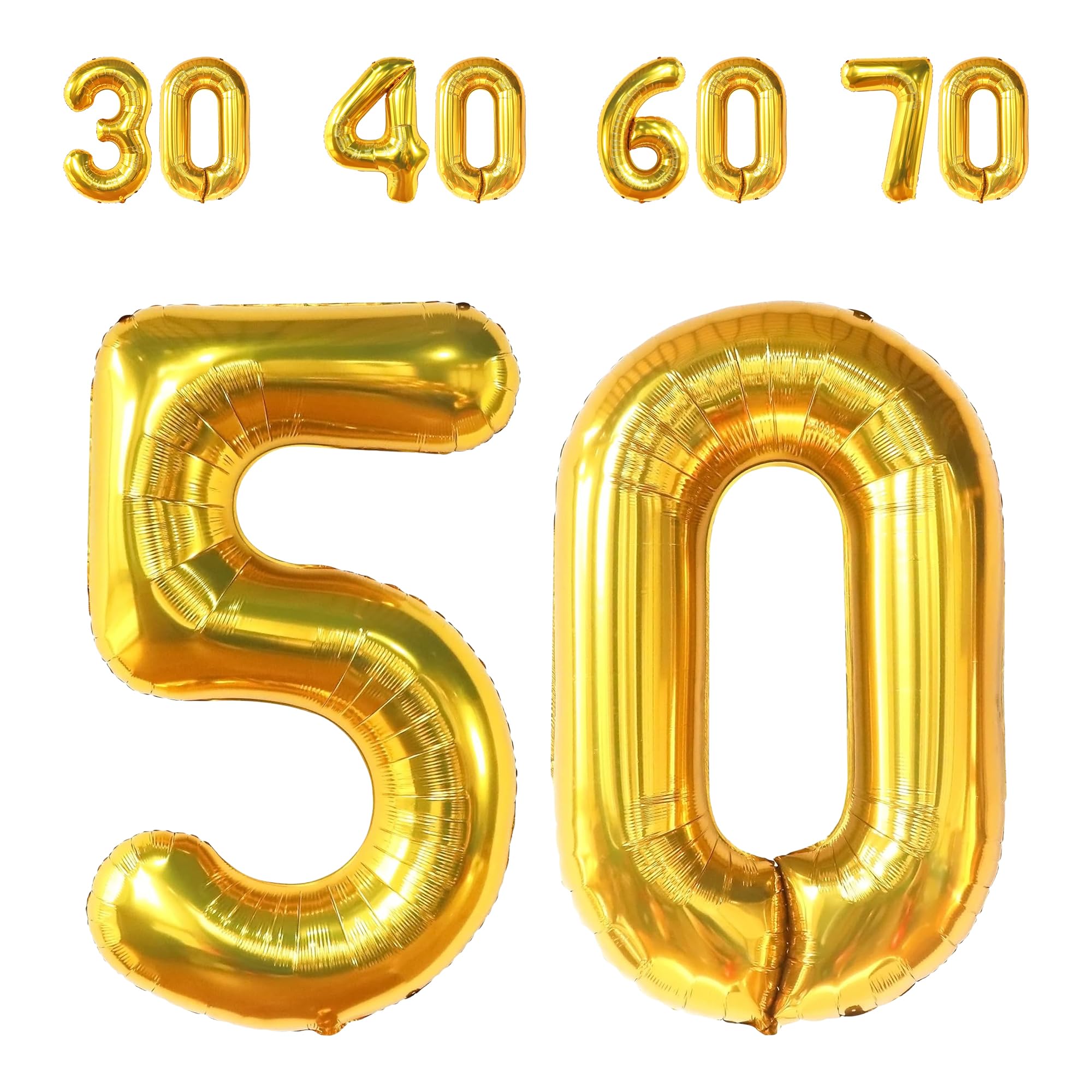 Amazon.com: 50 Balloon Numbers Gold Large Numbers Balloons Number Foil ...