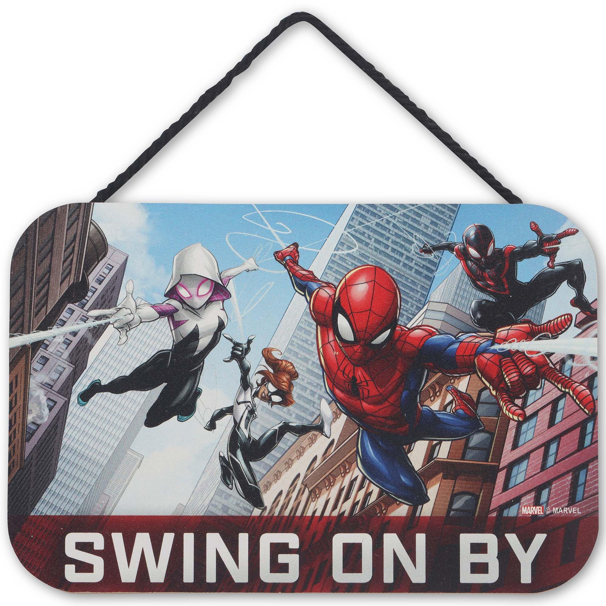 Amazon.com: Marvel Spider-Man and Friends Swing On By Cityscape Scene ...