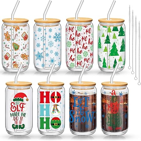 Amazon.com | pengtai Christmas Gifts Cups,Christmas Glass Tumbler,16oz ...