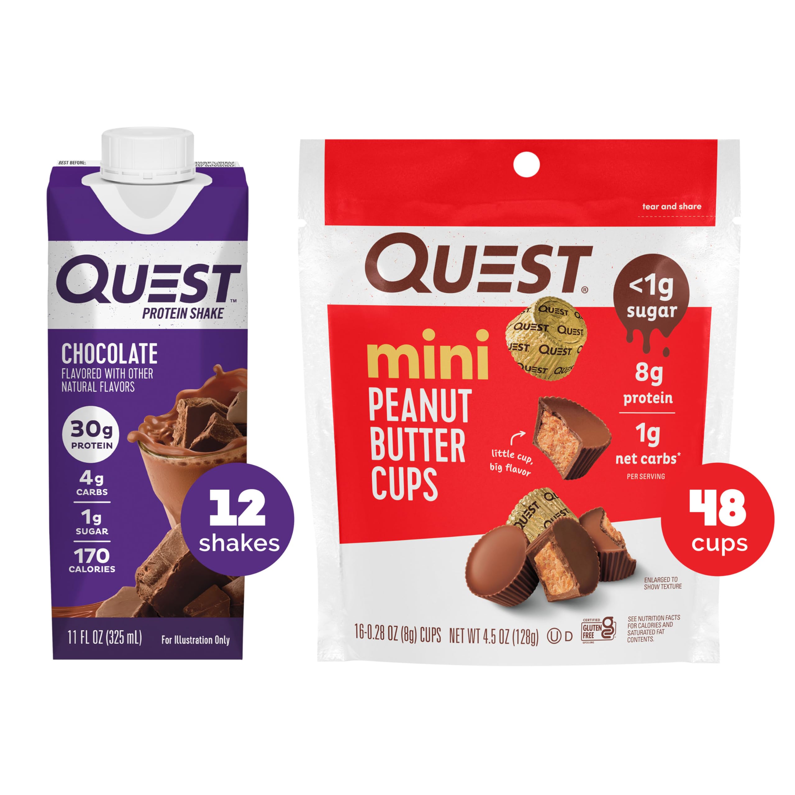 Amazon.com: Quest Chocolate Protein Shake & Mini Peanut Butter Cups Mix ...