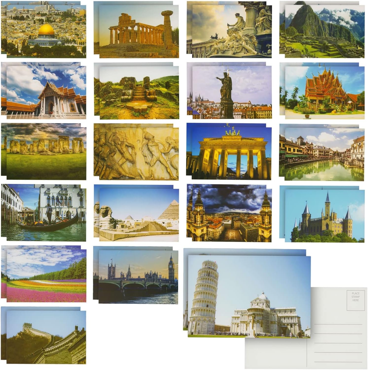 40 Pack Bulk Travel Postcards From Around the World for Mailing, 20 ...