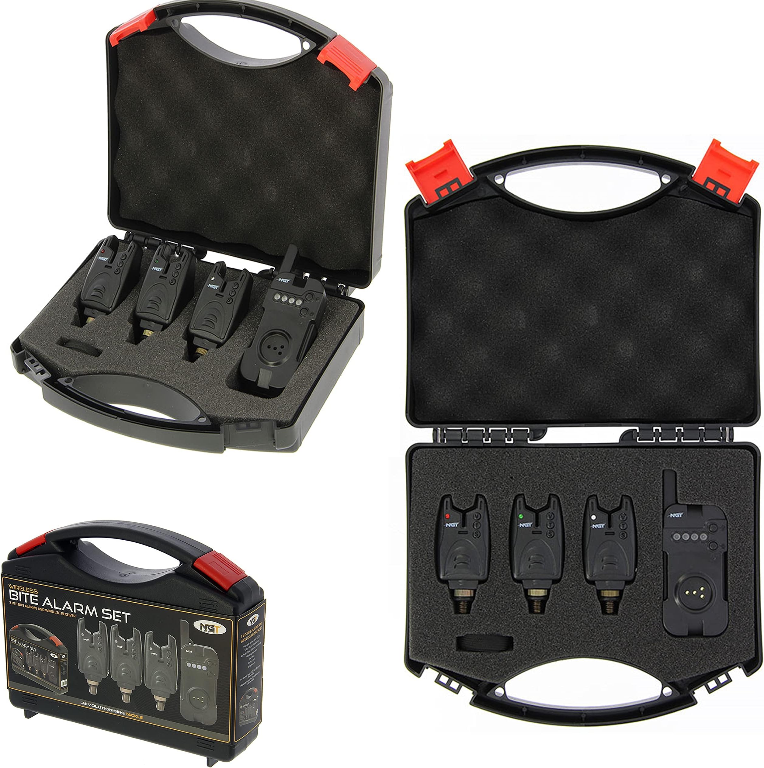 angling pursuits NGT Carp Coarse Mini Compact Bite Alarm Set 3 VTS Bite ...