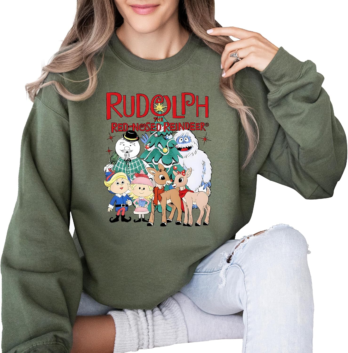 Amazon.com: Rudolph Christmas Sweatshirt, Rudolph Xmas Sweatshirt ...