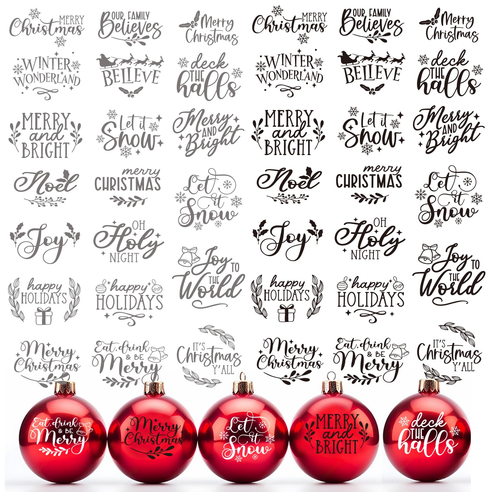 Amazon.com: 40 Pieces Christmas Word Stickers for Crafts Christmas ...