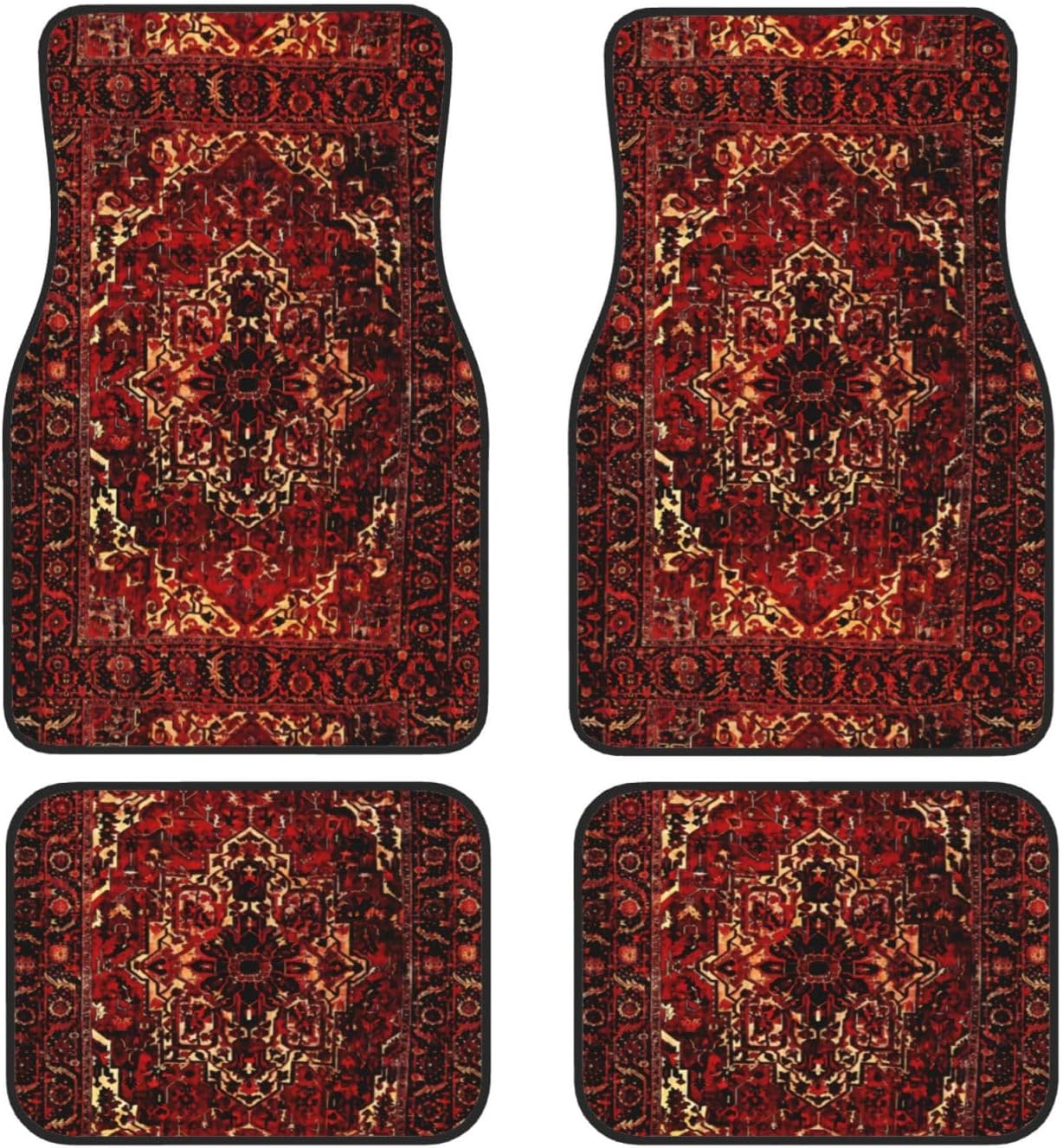 Amazon.com: Oriental Rug Design in Dark Red Car Front and Rear Floor ...