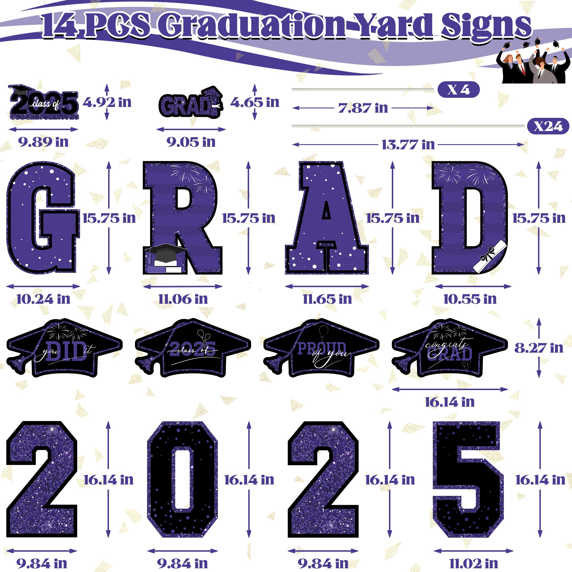 Snapklik.com : 14 Pieces Graduation Yard Signs 2025, Class Of 2025 ...