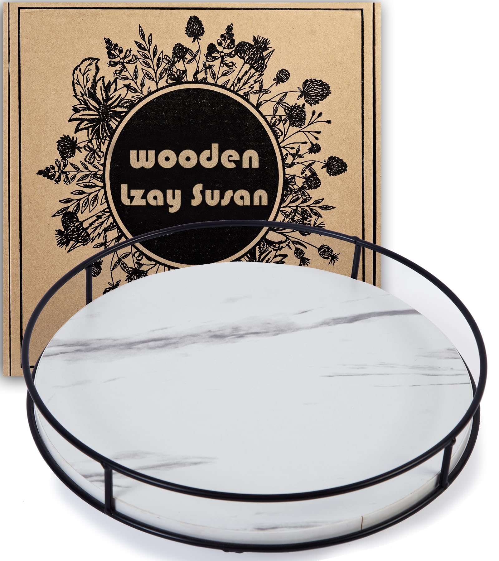 Amazon.com - 12 Inch White Wood Lazy Susan Turntable for Table, Kitchen ...