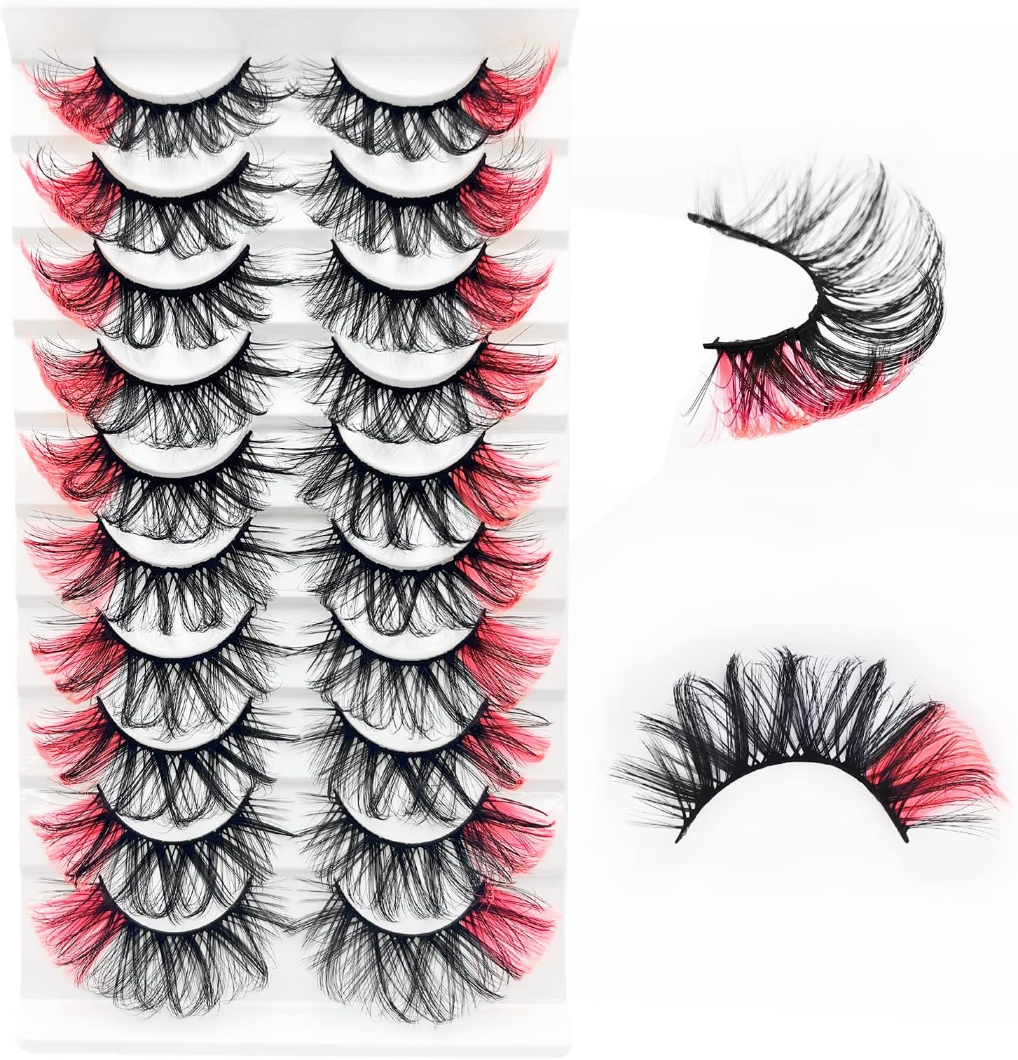 Amazon.com: Fluffy Pink Lashes With Color, 3D Wispy 20MM Dramatic ...