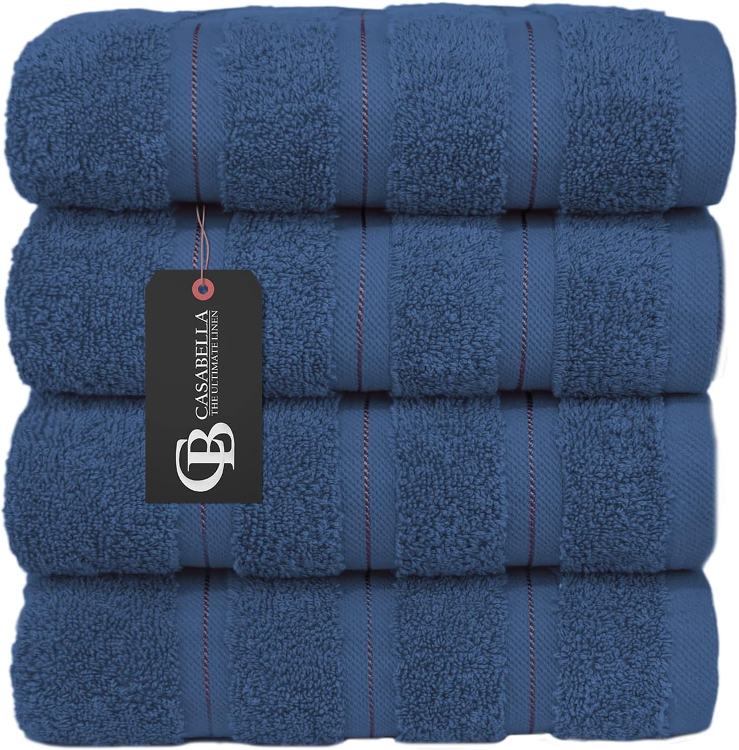 CASABELLA Premium Quality 4 Royal Blue Hand Towels 100% Combed Cotton ...