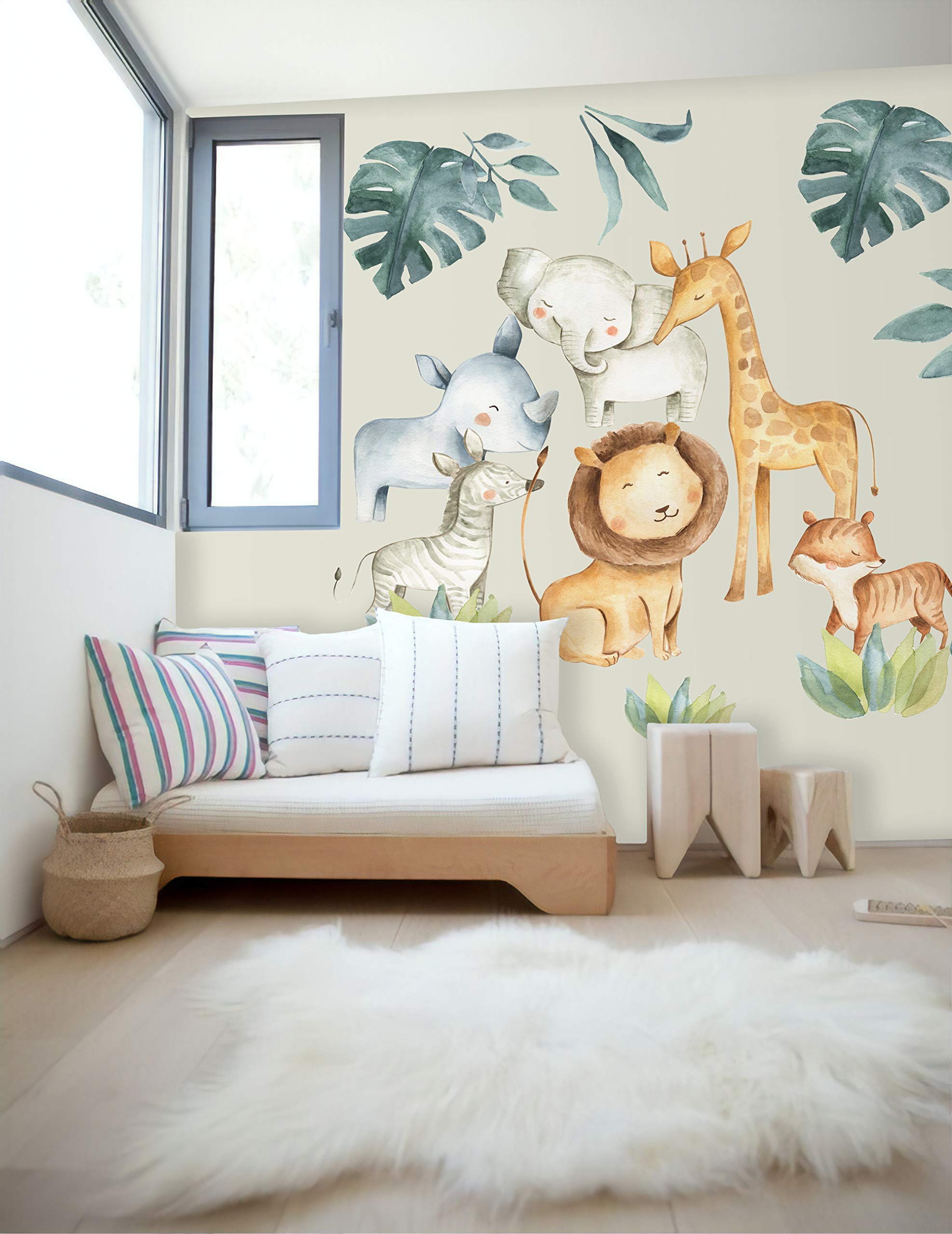 Buy Murwall Kids Wall Decal Safari Animals Wall Sticker for Nursery ...