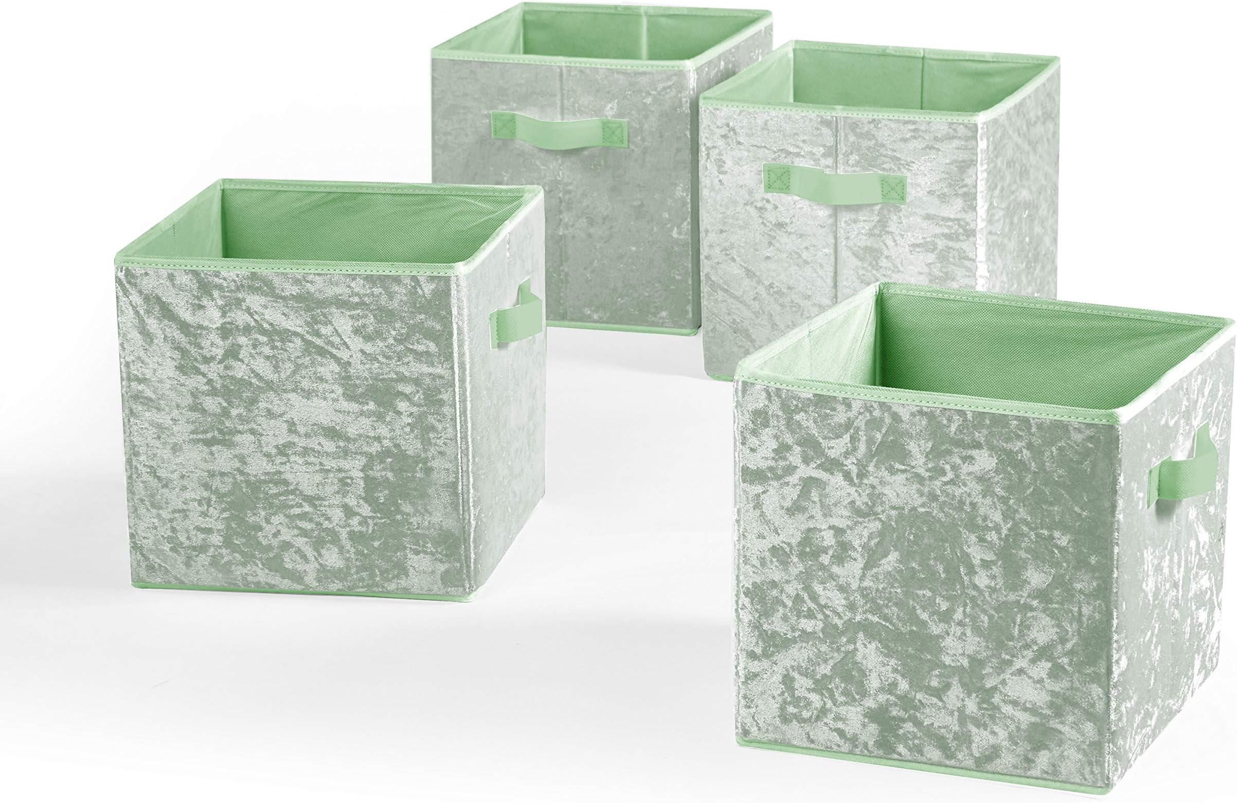 Amazon.com: Urban Lifestyle Set of 4 Crushed Velvet Storage Cubes, Mint ...