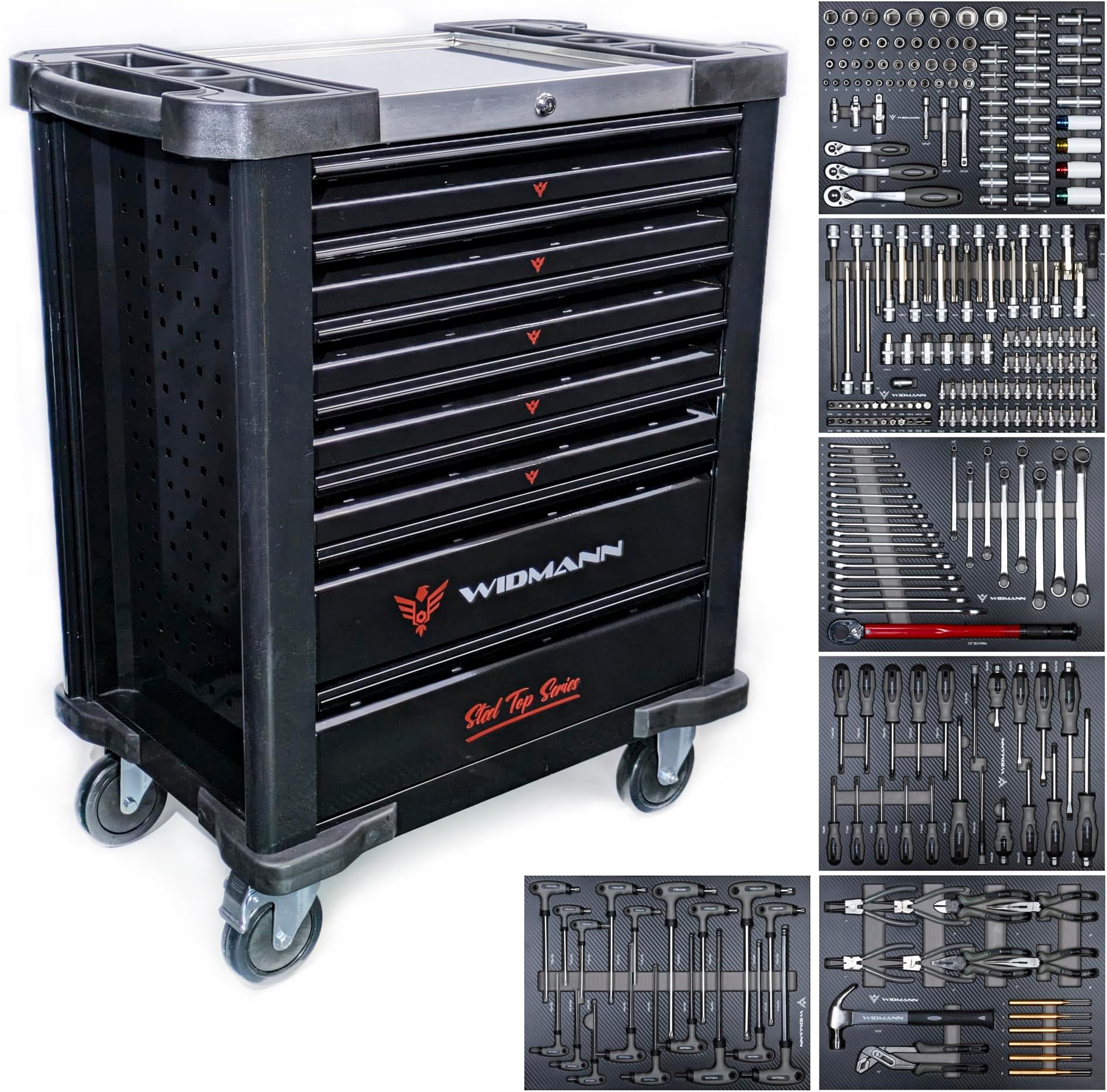 US PRO Tool Box Tools 7 Drawer Roller Cabinet with Tools : Amazon.co.uk ...