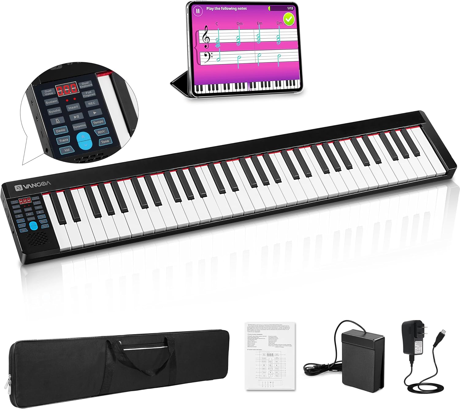 Vangoa Portable Piano Keyboard 61 Key, Slim Electric Piano with Touch ...